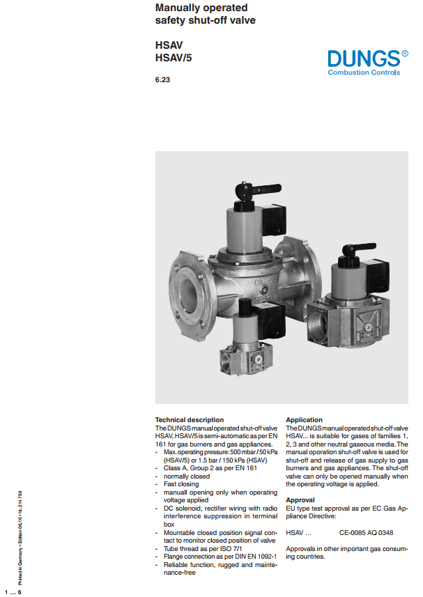 Van mở tay HSAV , HSAV/5- DUNGS - Cao Đạt TAE Co.,LTD
